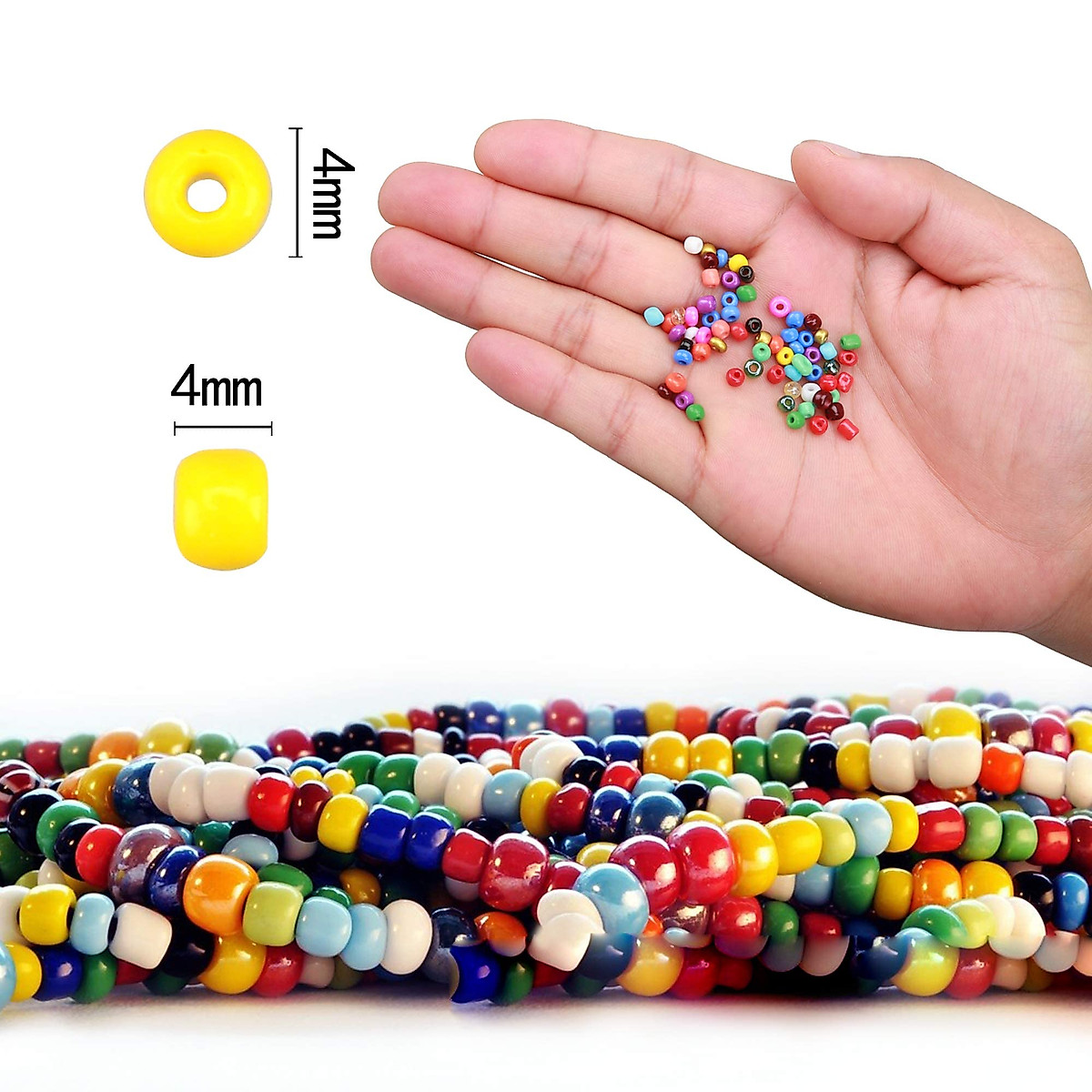 Efivs Arts Glass Seed Beads for Bracelet Making Kit, 24 Colors 6/0 4mm Small Pony Beads Multicolor Beading Beads with Container Box for Jewelry Making - Approx 6000pcs