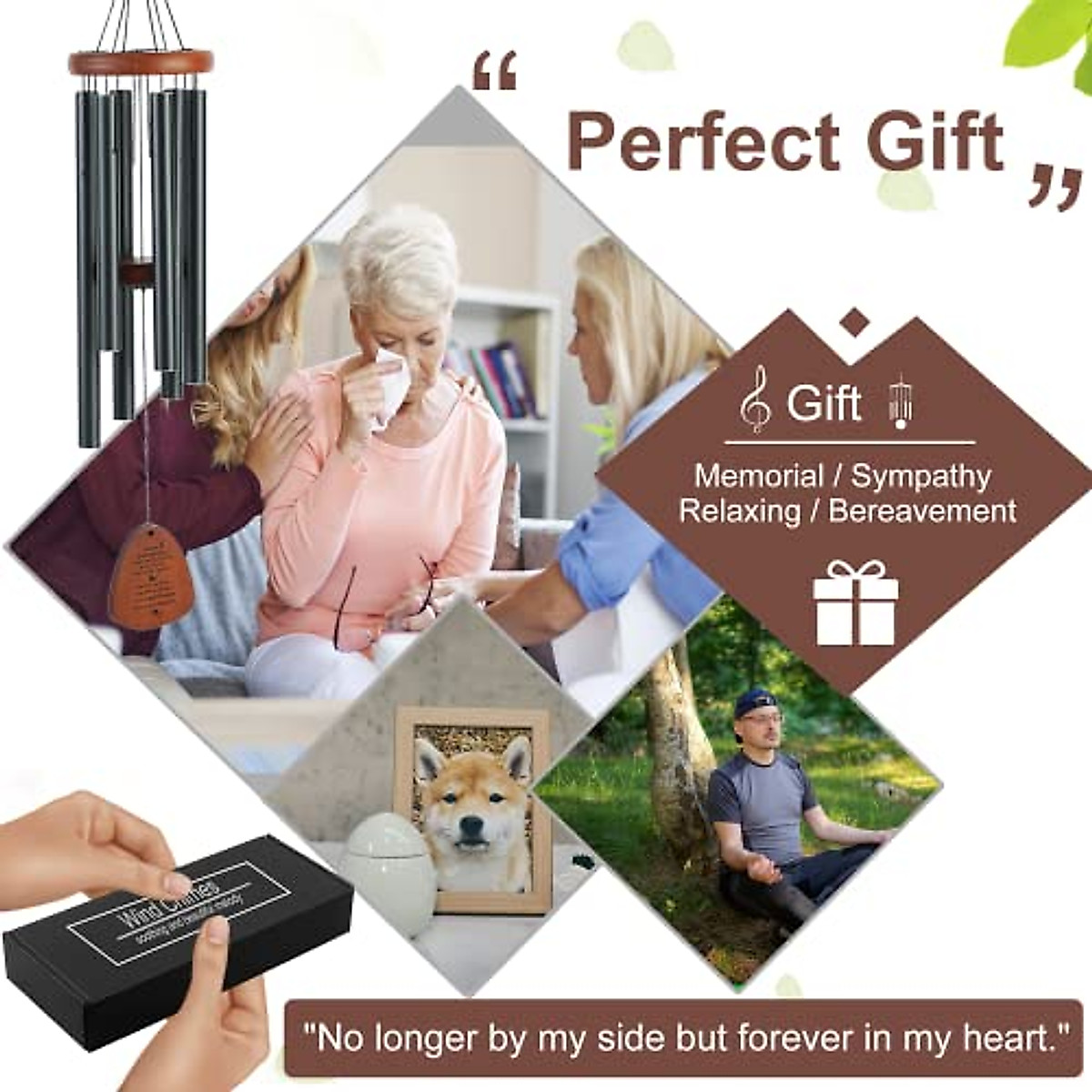 LITEYPP Sympathy Wind Chimes, Memorial Wind Chimes for Loss of a Loved One Prime, Bereavement Memorial Gifts/Grieving Sympathy Gift in Memory of Loved One Loss of Mother Father Pet Condolence 32Inch