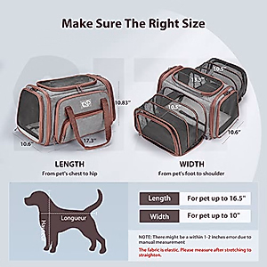 Expandable Cat Carrier, Pet Carrier Airline Approved 2 Sides Expandable Pet Carrier with Removable Fleece Pad, Large Cat Carrier TSA Approved Pet Carrier for Cats Dogs and Small Animals - Grey