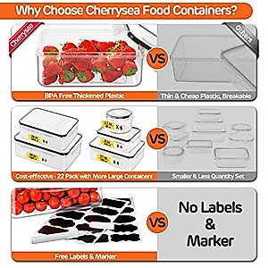 Food Storage Container with Lid (22 Lids & 22 Containers) - Airtight Leakproof Plastic Kitchen Organization Set Reusable Microwave/Freezer/Dishwasher Safe Meal Prep Container with Label & Pen