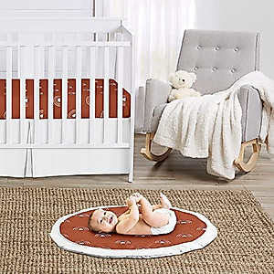 Sweet Jojo Designs Rust and White Boho Rainbow Boy or Girl Baby Playmat Tummy Time Infant Play Mat - Orange Bohemian Celestial Sky Gender Neutral Outdoors Nature