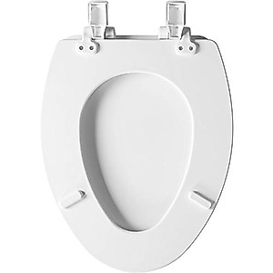 BEMIS 1600E4 000 Ashland Toilet Seat with Slow Close, Never Loosens and Provide the Perfect Fit, ELONGATED, Enameled Wood, White