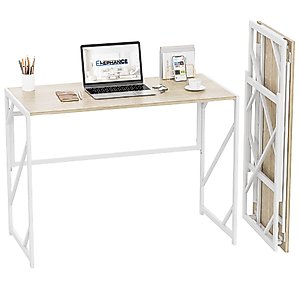 Elephance Folding Desk Writing Computer Desk for Home Office, No-Assembly Study Office Desk Foldable Table for Small Spaces