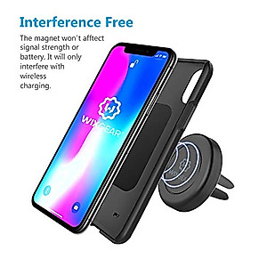 WixGear Magnetic Phone Holder for Car, [2 Pack] Universal Air Vent Magnetic Phone Mount for Car, Phone Mount for Car for Cell Phones and Mini Tablets with 4 Metal Plates