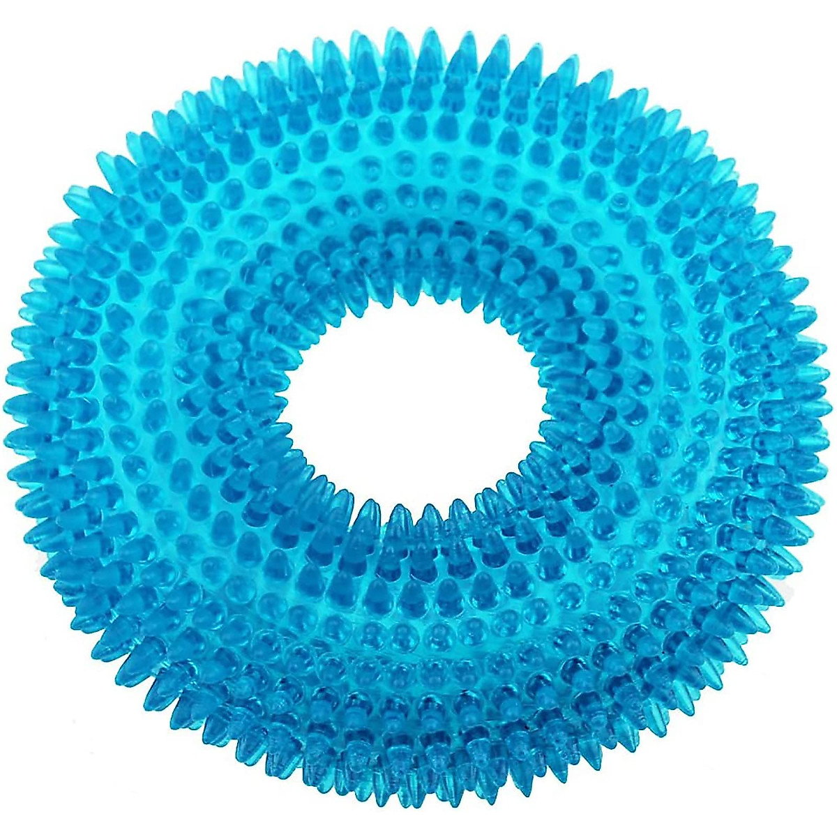 ADUCK Dog Squeaky Chew Toys for Aggressive Chewers Dental Teething Cleaning (Non-Toxic Soft Natural Rubber), Cute Crystal Ring Design -4.92 inches (Crystal Blue)