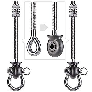 Dolibest Set of 2 Permanent Antirust Stainless Steel 304 Heavy Duty Swing Hangers, 1800LB Capacity, Wood and Steel Beam Yoga Hammock Chair Punching Bag Porch Swing Sets,180° Swing, 7.67‘’