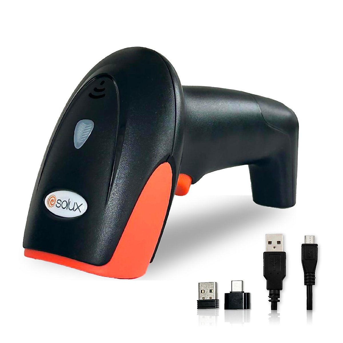 SOLUX 1D 2D Compact Barcode Scanner - Barcode Scanner Wireless & Wired QR Code Scanner - Bluetooth Scanner with USB & USB-C Receiver - Wireless Scanner Barcode Plug & Play
