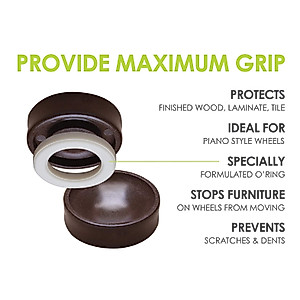 Slipstick CB605 Small Furniture Wheel Caster Cups/Floor Protectors with Non Skid Rubber Grip (Set of 4 Gripper Cups) 2 Inch Round - Chocolate Brown