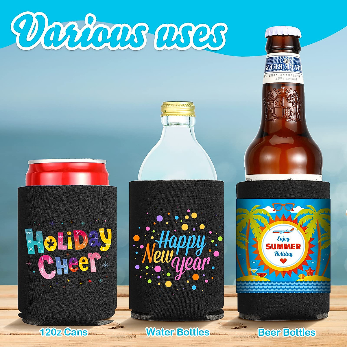 CHENGU 80 Pieces Can Coolers Soft Insulated Soda Cover Coolies Blank Can Covers Collapsible Can Cooler Sleeves Plain Can Sleeves for Soda Beverage DIY Customizable Weddings Party(Black)