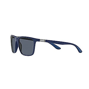 Ray-Ban RB4385 Liteforce Rectangular Sunglasses, Matte Blue/Dark Grey, 58 mm