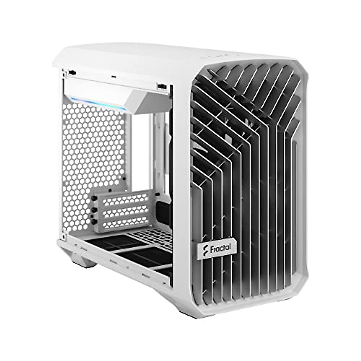 Fractal Design Torrent Nano White - Clear Tint Tempered Glass Side Panel - Open Grille for Maximum air Intake - 180mm PWM Fan Included - Type C - mITX Airflow Mini Tower PC Gaming Case