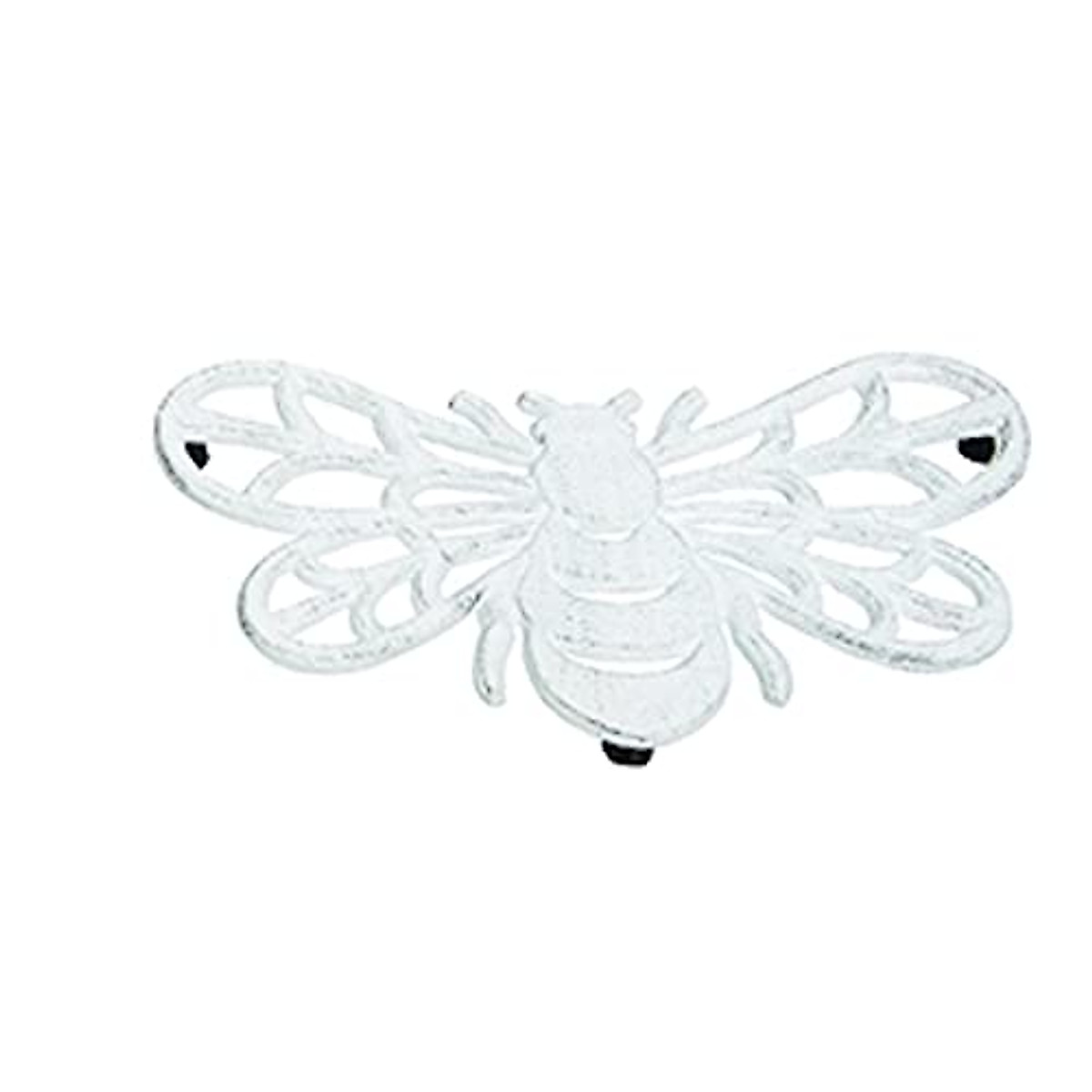 White Cast Iron Bee Shaped Trivet, 7.68 inch Dia