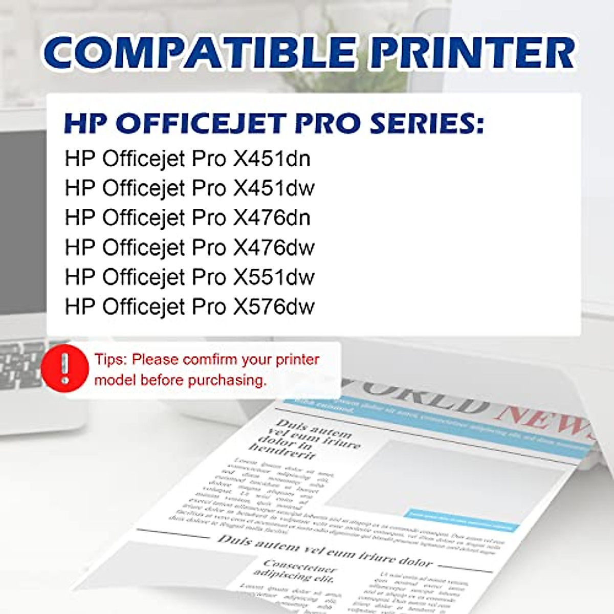 DOUBLE D Compatible Replacement for HP 970XL 971XL 970 971 Ink Cartridges (Upgraded Chip), Work for HP Officejet Pro X576dw X476dw X476nw X551dw X451dw X451dn (1B, 1C, 1M, 1Y) 4 Pack