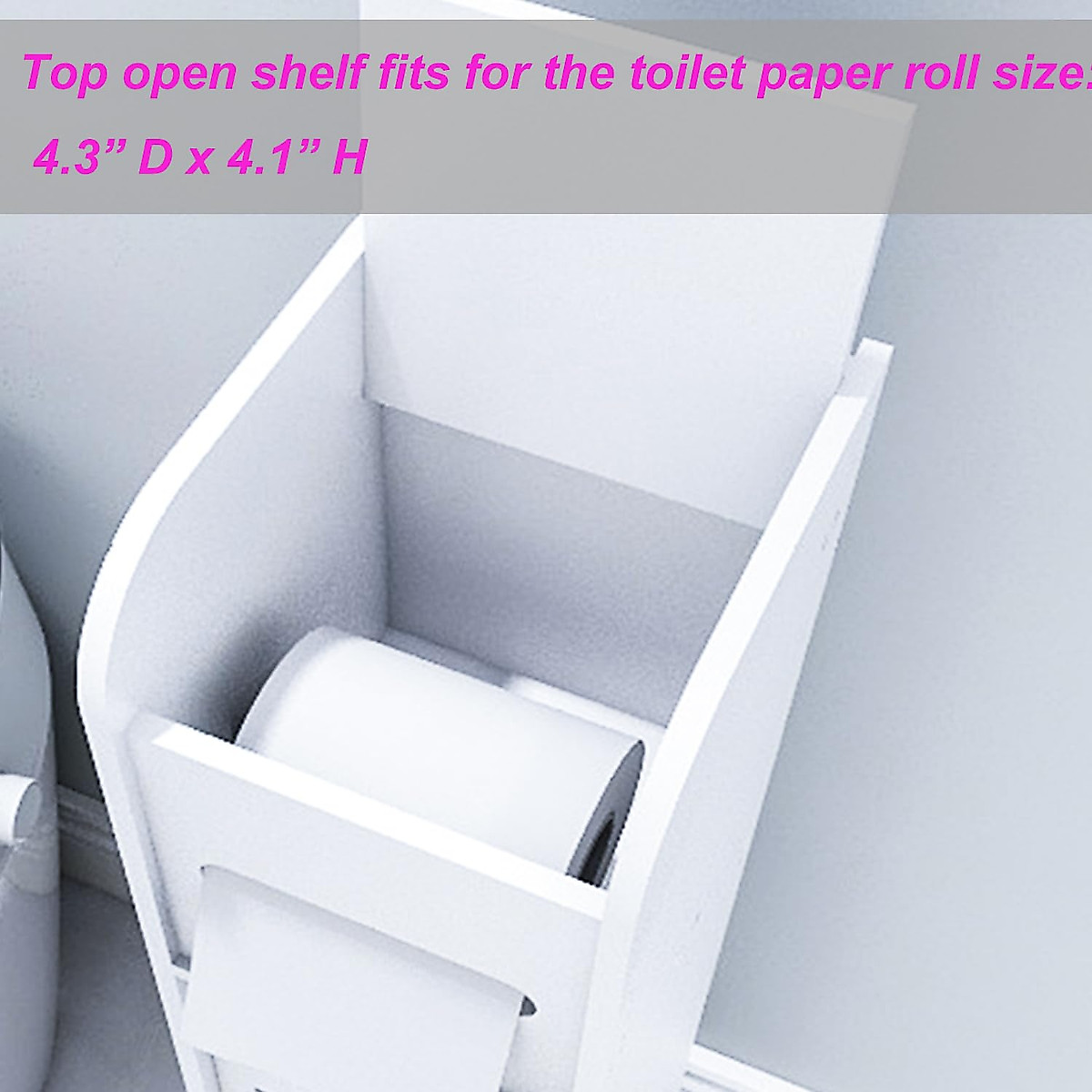 Sworae Small Bathroom Storage Cabinet for Small Spaces, Over The Toilet Storage Cabinet for Skinny Bathroom Floor, Slim Toilet Paper Storage Cabinet with Double Doors & Shelves - White