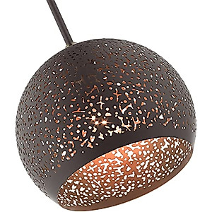 Livex Lighting 49181-07 1 Light Bronze Pendant Black W/ Antique Brass Accents