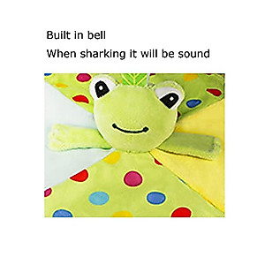 FOMUNI Taggie Baby Security Blanket, Taggy Comforter Blanket for Toddlers, Green Frog Animal Plush Blanket