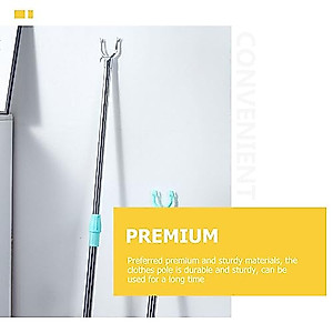 2pcs Clothes Pole Clothing Hook Pole Retractable Long Pole Clothes Drying Stick Washing line Prop extendable Reaching Stick Reach Closet Pole Aluminum Clothes Fork Household