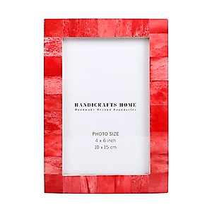 Handicrafts Home 4x6 Picture Frames - Vintage Style Wall Hanging & Desk Decor – Farmhouse Photo Frames Ideal for Living Room Office & Home Decor Picture Frame for Family Pictures & Wall Decor, Red