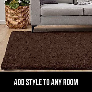 Gorilla Grip Soft Faux Fur Area Rug, Washable, Shed and Fade Resistant, Grip Dots Underside, Fluffy Shag Indoor Bedroom Rugs, Easy Clean, for Living Room Floor, Nursery Carpets, 5x8 FT, Chocolate