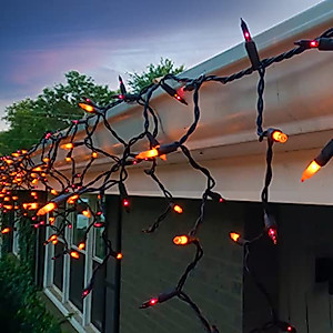 Dazzle Bright 8.5 FT 150 Count Mini Icicle Lights, Halloween Decorations for Indoor Outdoor Home Garden Holiday Party (Purple & Orange)