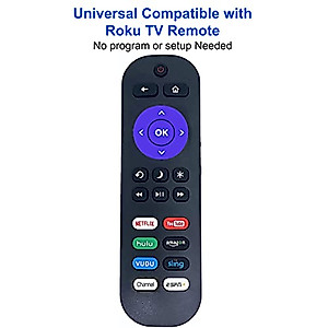 Replacement Roku TV Remote, Compatible with TCL/ONN/Element/Westinghouse/Haier/Hitachi/LG/Sanyo/JVC/Magnavox/RCA/Philips Roku Built-in Smart TVs