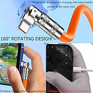Chubby USB C Cable,180° Rotating USB C Charger Cable,USB A to USB C Charging Cable,Orange,3.3ft,Compatible with Samsung Galaxy S10,Note 9,A11,Moto Z2 (not Compatible with i-Phone)