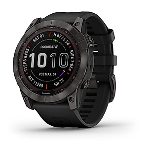 Garmin Fenix 7X Sapphire Solar GPS Smartwatch (Carbon Gray) Bundle with Primula Hamilton 12-Ounce Double Wall Stainless Steel Tumbler Bundle (2 Items)