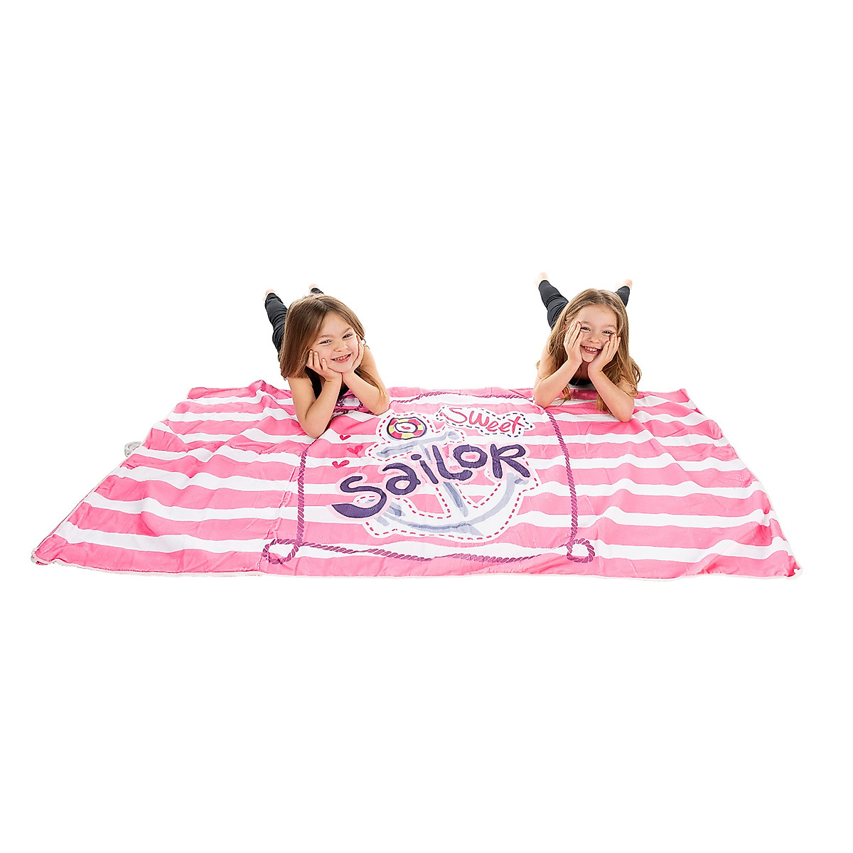Funky Junque Two in One Beach Towel & Backpack: Sailor w/ Anchor - Pink Large
