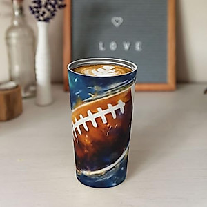 Insulated Coffee Mug Galaxy Space Football 17oz Double Wall Vacuum Stainless Steel Tumbler With Leak-Proof Lid And Handle, Cute Travel Thermos Mug For Cold Hot Drinks