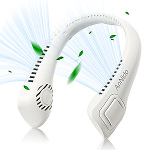 AnNido Portable Neck Fan - 3 Speed Rechargeable Neck Fan, Adjustable Personal Neck Fan For Women & Men Modern Design, Great Cooling Fan For Travel, Outdoors & Sports