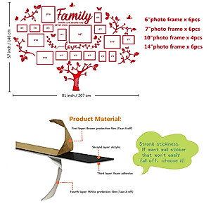 DIY Wall Decor Living Room Family Tree Wall Decor Sticker 3D Picture Frames Collage Wall Decor Living Room Wall Decor