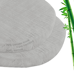 Muslin Bassinet Sheet Fitted 2 Pack for Cradle or Bassinet Pad＆Mattress, Soft and Breathable Viscose Made from Bamboo Cotton Muslin Bassinet Sheets (32"x16"x5.5") for Boys and Girls Gift, Grey