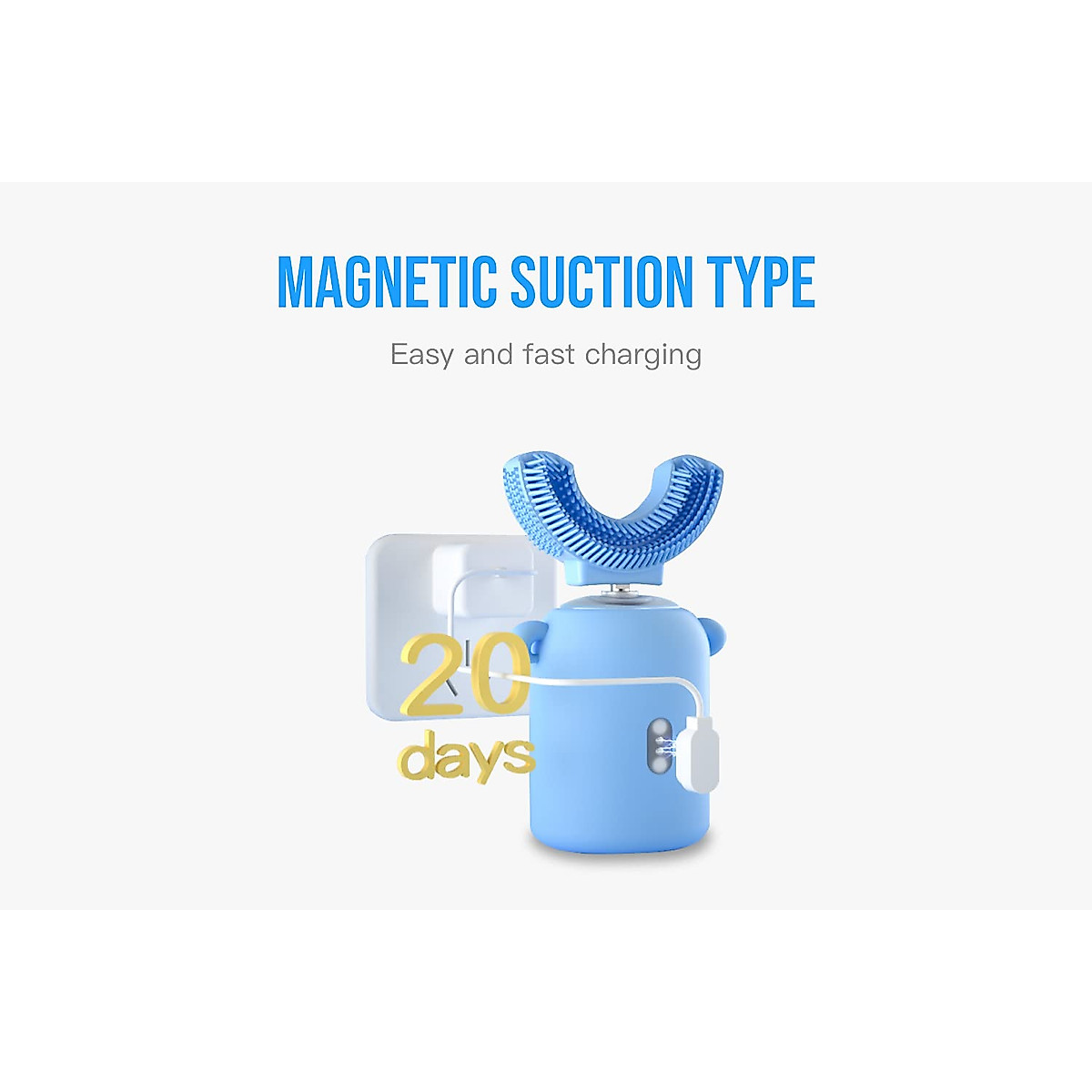 Kids Electric toothbrushe and Foam toothpaste, Children U Shaped Ultrasonic Automatic Toothbrush with 3 Brush Heads, 3 Cleaning Modes, Automatic Timer Tooth Brush for toddler, (Age 2-8,Bue) (Bue)