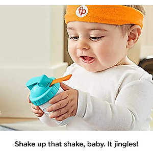 Fisher Price Teething & Rattle Toys Baby Biceps Gift Set, Gym-Themed for Infant Fine Motor & Sensory Play, 4 Pieces