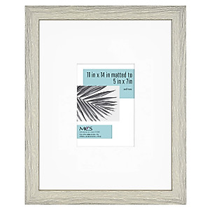 MCS Studio Gallery 11x14 Matted to 5x7 Picture Frame Gray Woodgrain, Square Photo Frame for Photos, Posters & Art Prints (1-Pack)