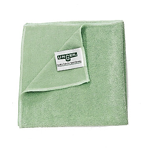 Unger MF400 SmartColor MicroWipe Heavy Duty Microfiber Cloth, 16" Length x 15" Width, Green (Case of 10)