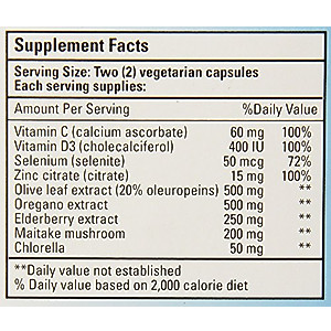 Bio Nutrition Immune Wellness Olive and Oregano Vegi-Caps, 60 Count