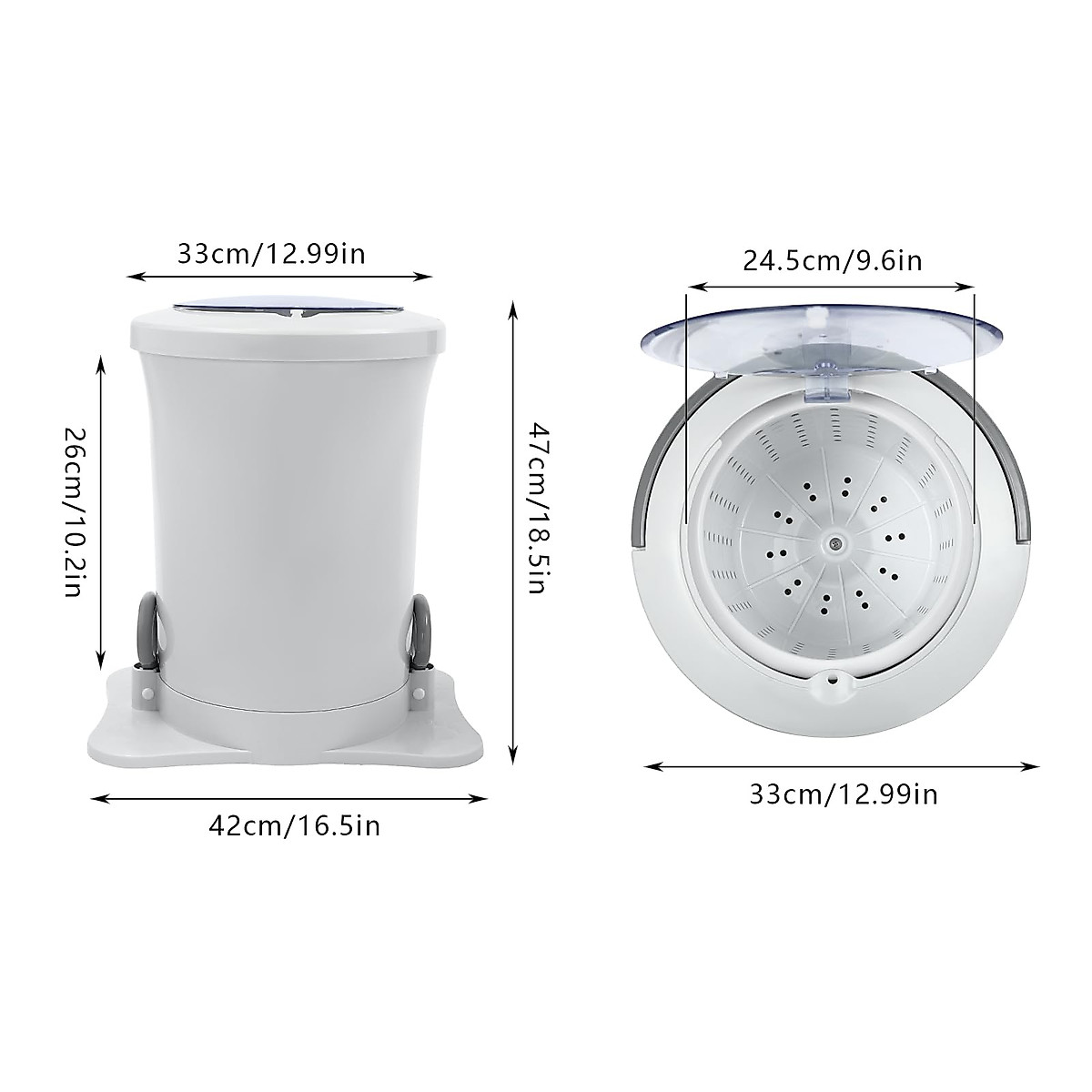 Mini Manual Clothes Dryer, Portable Foot Powered Washing Machine, Manual Draw Cord Spin Dryer for Home, Dorm, Apartment, RV, Travel, Outdoor Use (Blue)