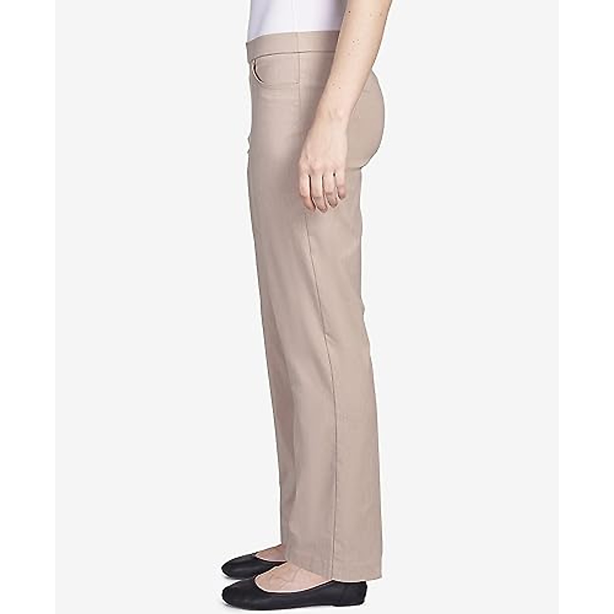 Alfred Dunner Womens Petite Classic Allure Fit Proportioned Pant with Elastic Comfort Waistband, Tan, 8P