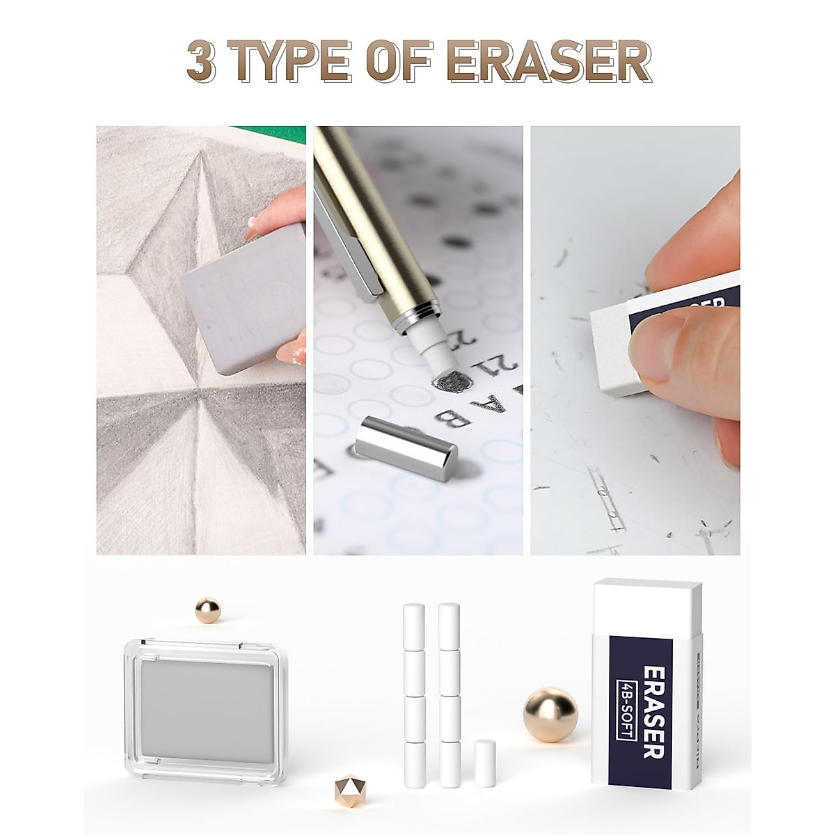 Nicpro 35PCS Art Mechanical Pencil Set, 3 PCS Metal Drafting Pencil 0.5 mm & 0.7 mm & 0.9 mm & 3 PCS 2mm Lead Holder (6B 4B 2B HB 2H 4H Colors) For Sketching Drawing With 20 Tube Lead Refills Case