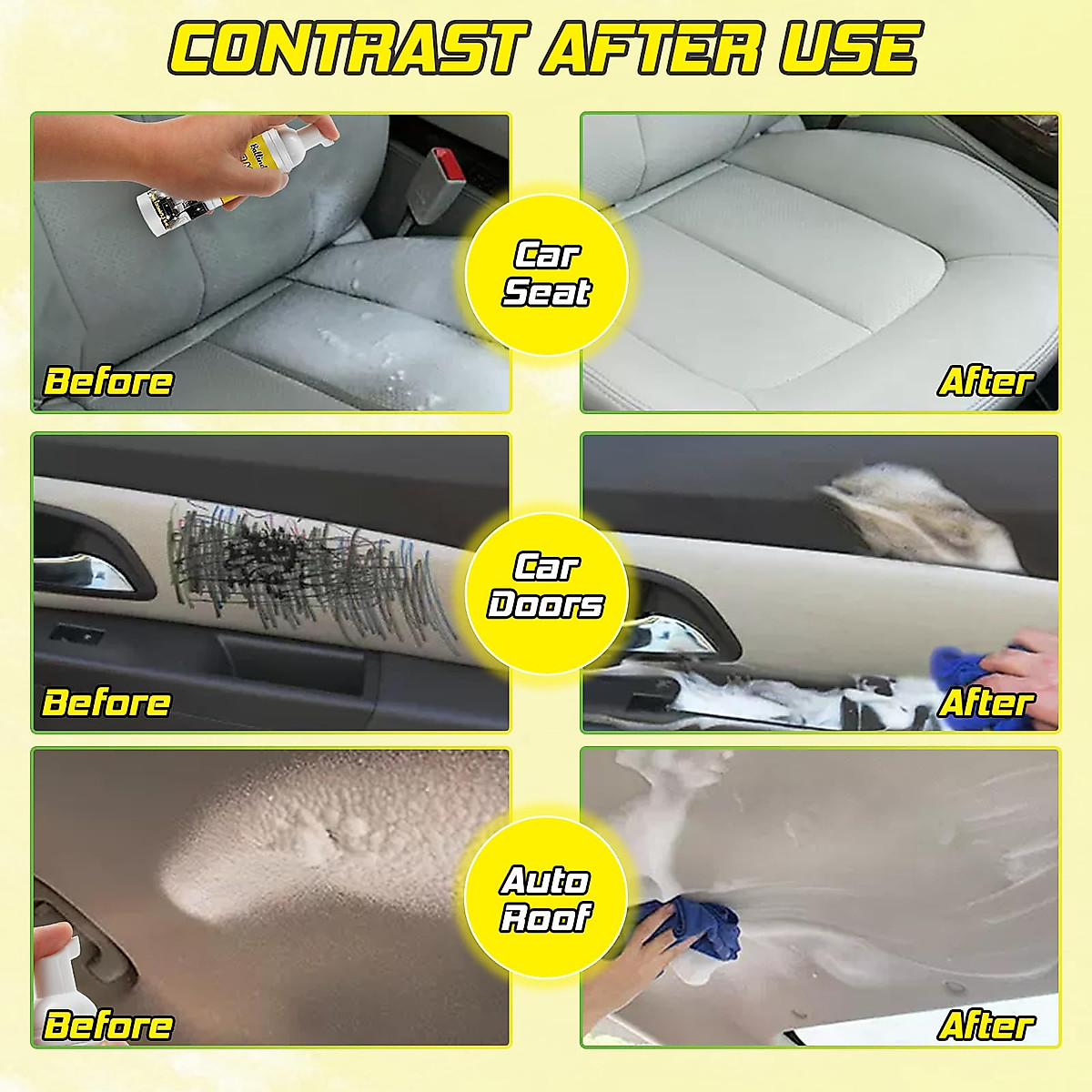 Foam Cleaner For Car, 2 Packs High Effective Foam All Purpose Cleaner, Enhanced Formula Car Magic Foam Cleaner For Car Interior, Multipurpose Foam Cleaner Spray For Carpet, Upholstery, Fabric Washing