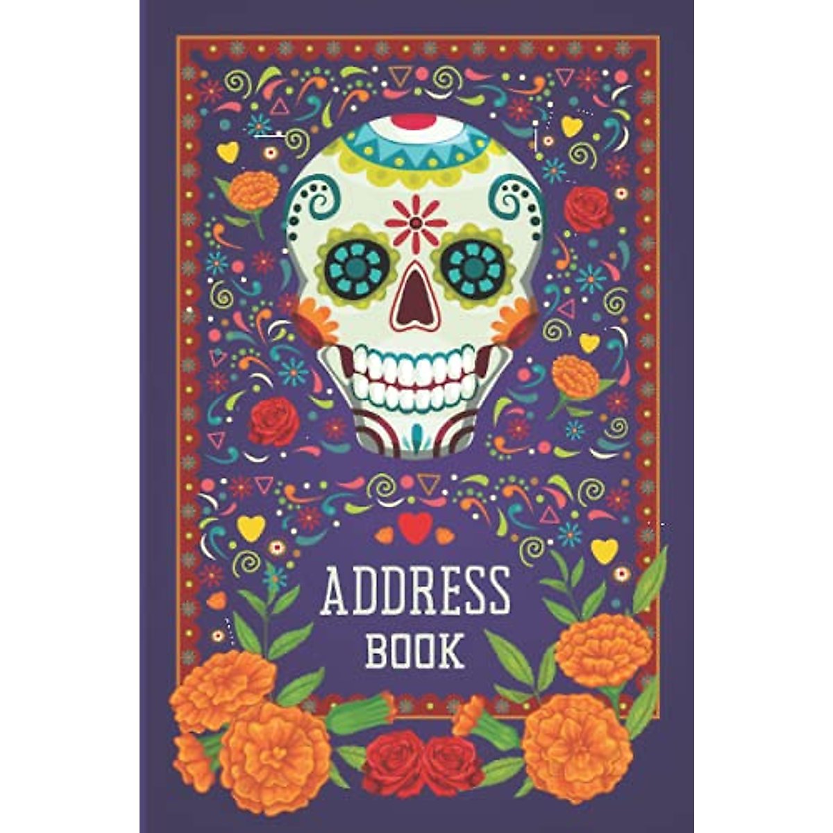 Address Book | Sugar Skull Purple: Small Address Book with Alphabetical Tabs to Record Phone Numbers, Addresses, Emails, Birthdays and Notes