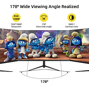 PC Monitor，23.8 Inch LED Computer Monitor，1080P Full HD,Low Blue Light，75Hz, IPS，Frameless Desktop Display，HDMI VGA,VESA Mounting