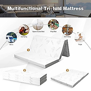 KOMFOTT 4” Tri-Folding Mattress with Storage Bag Twin XL, Cool Gel Memory Foam Mattress with Bamboo Cover, Portable Floor Mattress for RV’s, Camping, Sleepovers, Guest Room, CertiPUR-US Certified