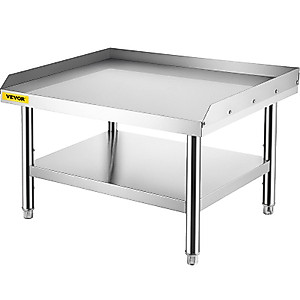 VEVOR Stainless Steel Equipment Grill Stand, 36 x 28 x 24 Inches Stainless Table, Grill Stand Table with Adjustable Storage Undershelf, Equipment Stand Grill Table for Hotel, Home, Restaurant Kitchen