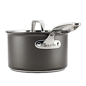 Breville - 84478 Breville Thermal Pro Hard Anodized Nonstick Sauce Pan/Saucepan with Lid, 2 Quart, Gray