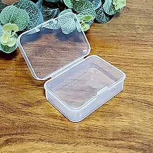 UUYYEO 5 Pcs Mini Clear Storage Containers Rectangle Plastic Box Empty Beads Organizer Case Small Hinged Lid Storage Box for Jewelry