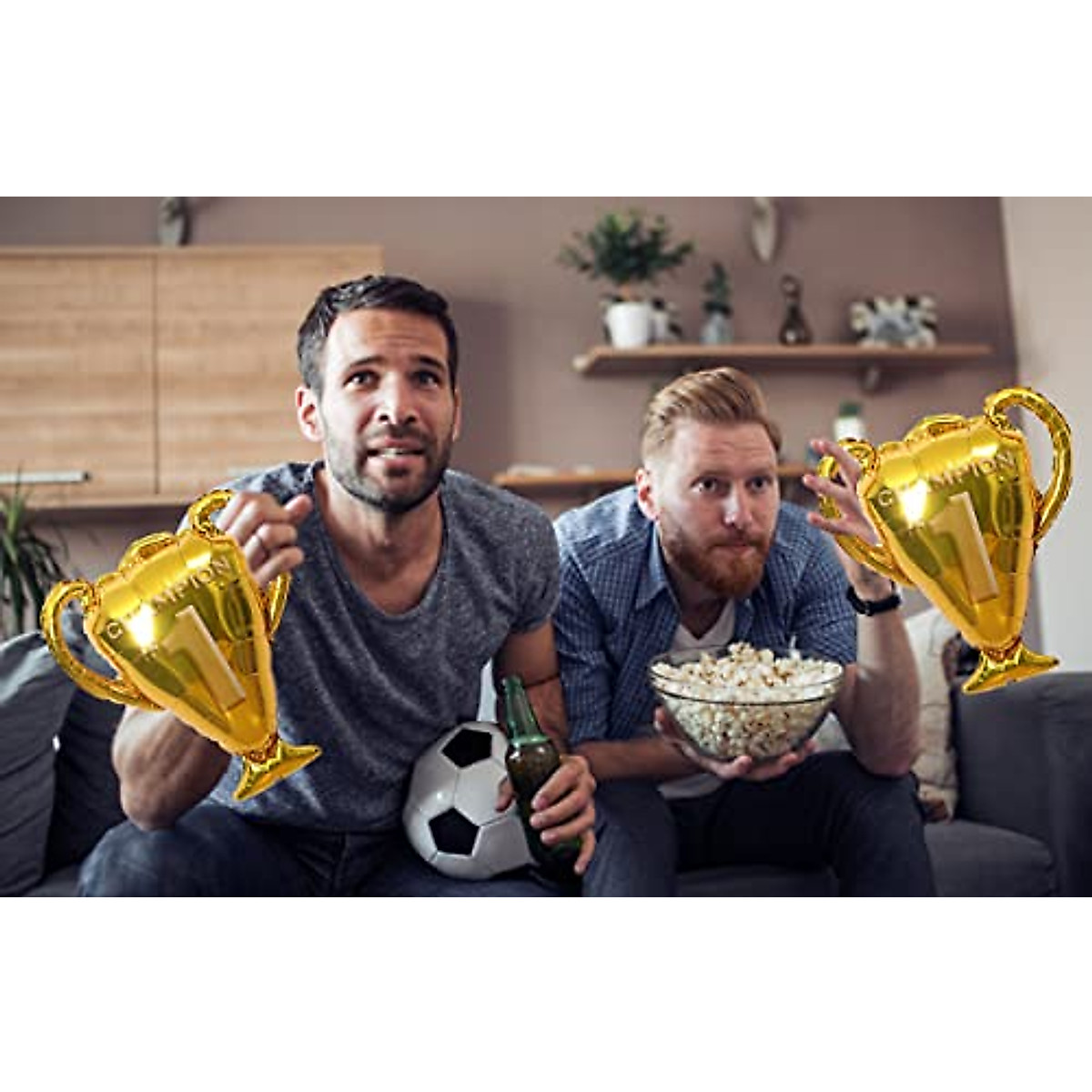 4 Pcs 28x25 inch Champion Trophy Aluminum Foil Balloon for Sport Basketball Football Anniversary Birthday Party Decor Supplies