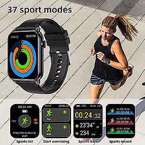 1.85" Smart Watch with 341PPI Retina Screen for Men Women Bluetooth Call, IP68 Waterproof Fitness Tracker Watch with 37 Sports Mode, Smartwatch with Heart Rate/Sleep Monitor/Steps & Calories Counter