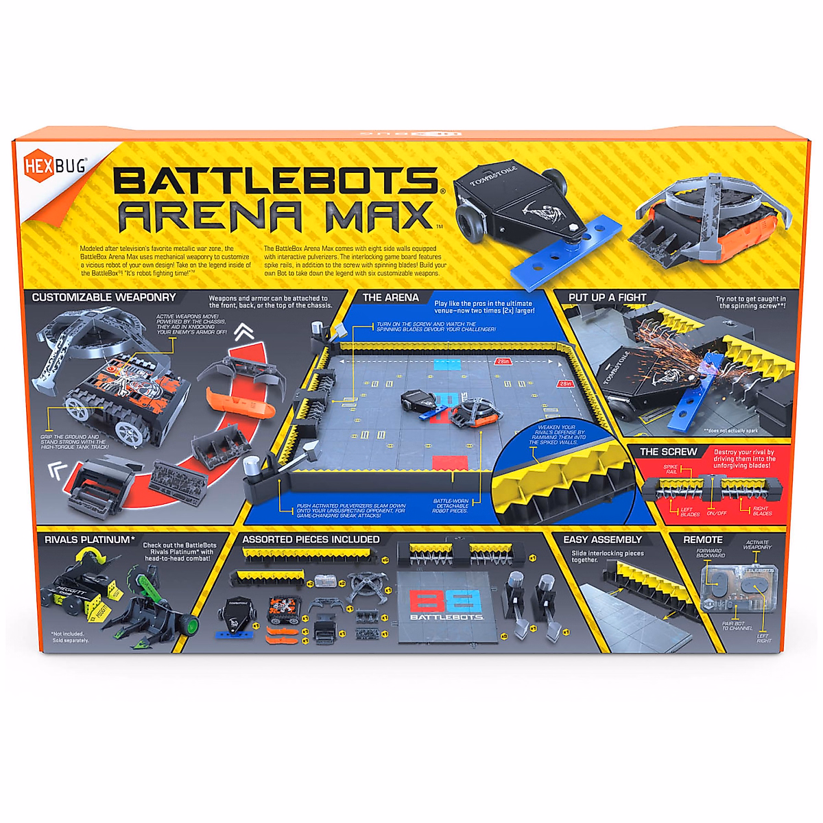 HEXBUG BattleBots Arena MAX, Multiplayer Robot Board Game for Kids, Remote Control Toy, Batteries Included, for Boys and Girls Ages 8 and Up